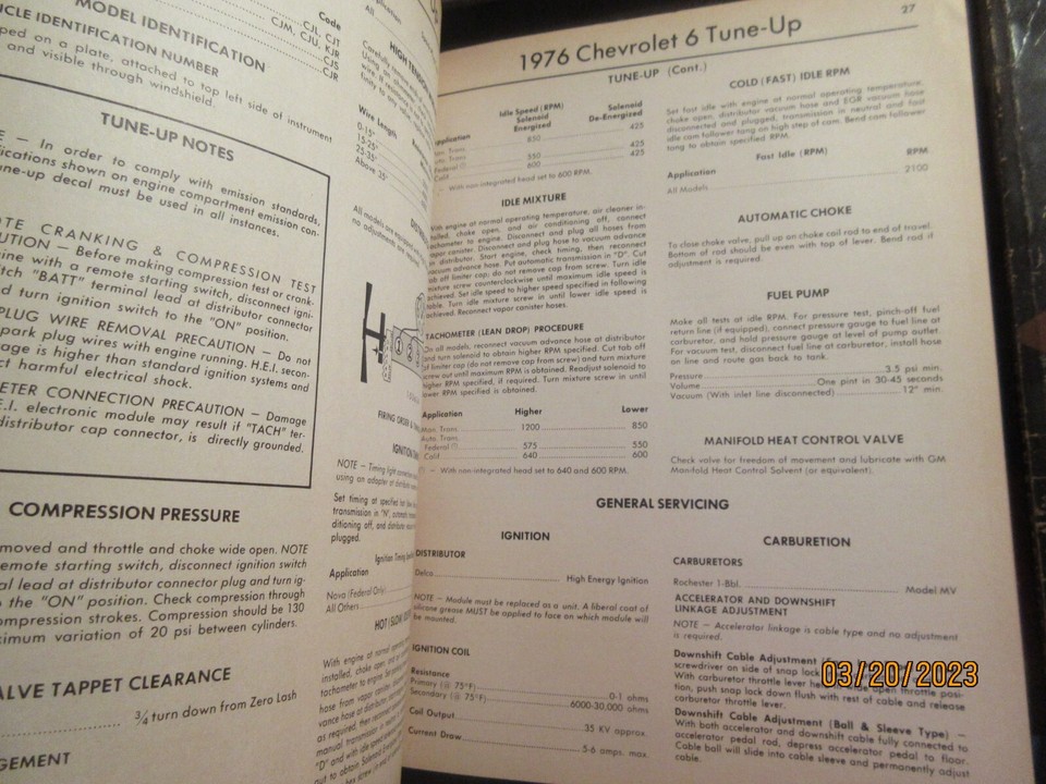 1975 & 1976 Mitchell National Service Data Cars Service & Repair Advance Manuals | eBay