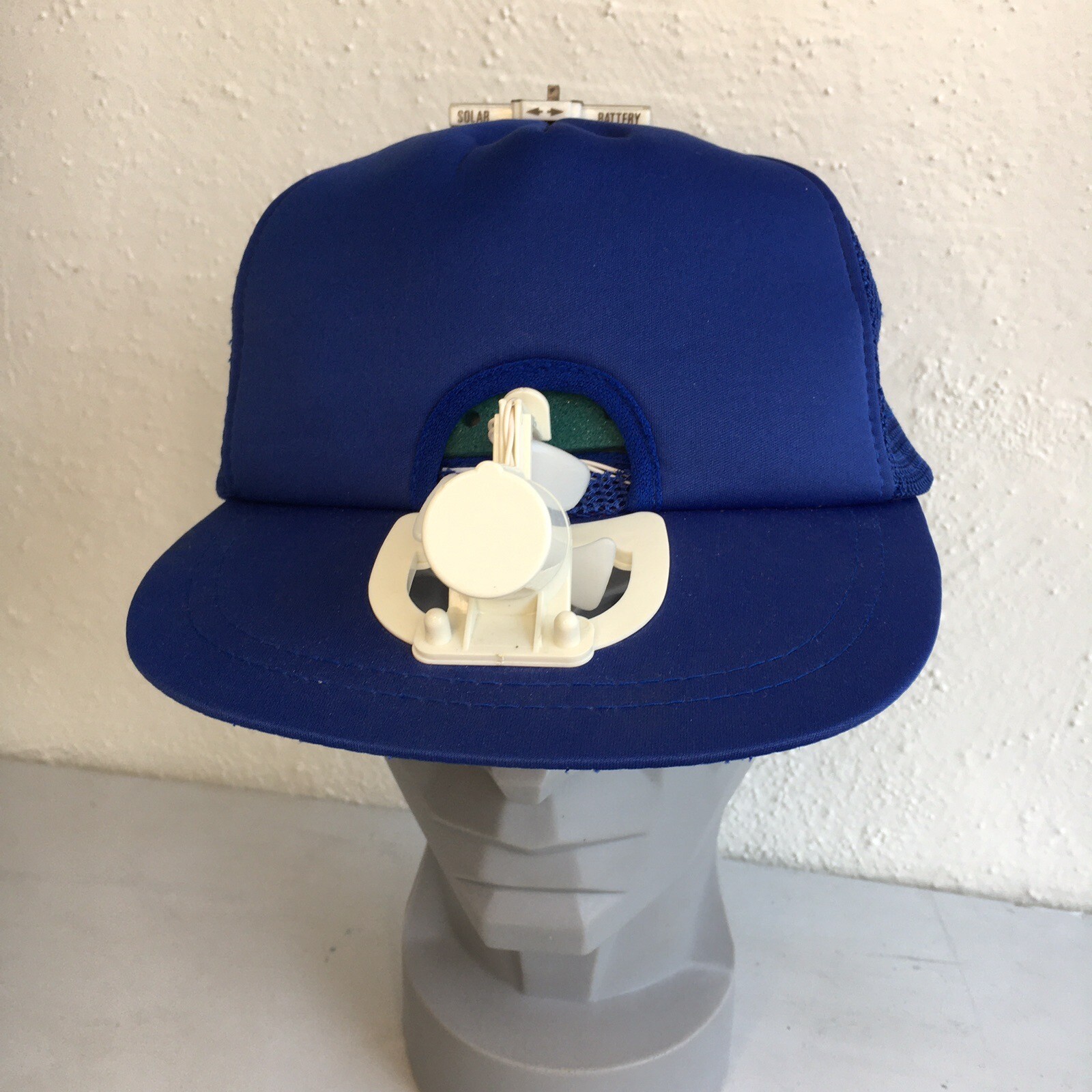 Solar or Battery Powered Hat / Fan Vintage Blue Solar… - Gem