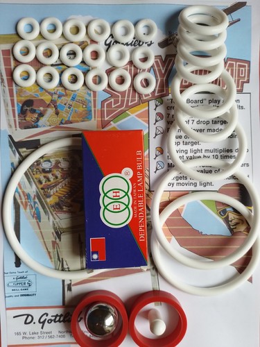 FLIPPER GOTTLIEB-SKY JUMP,FREE FALL- KIT COMPLET (ELASTIQUEs, BILLE ...