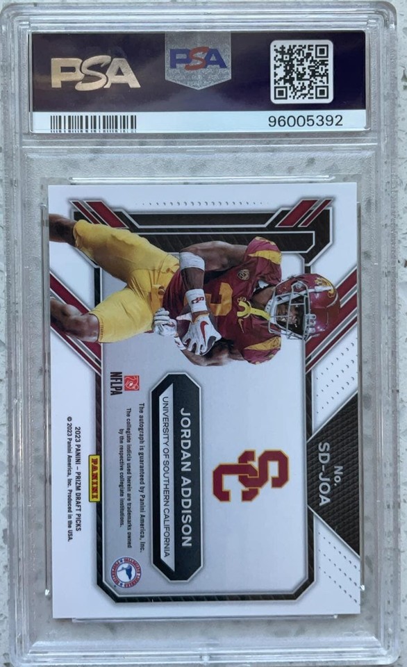 2023 Prizm Draft Picks Jordan Addison Signing Day Auto PSA 9 | eBay