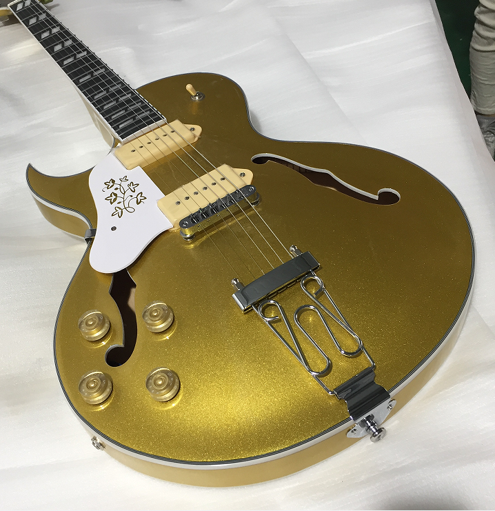 Custom Byrdland Electric Guitar Hollow Body Left-handed Gold P90 ...