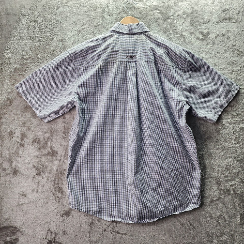 Ariat Pro Series Mens Large Short Sleeve Button Up Check Shirt Regular ...