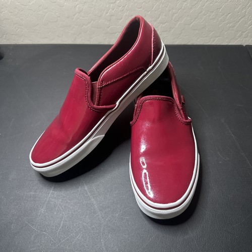 VANS Leather Classic Slip On Maroon Women 7.5 Canvas Shoes | eBay