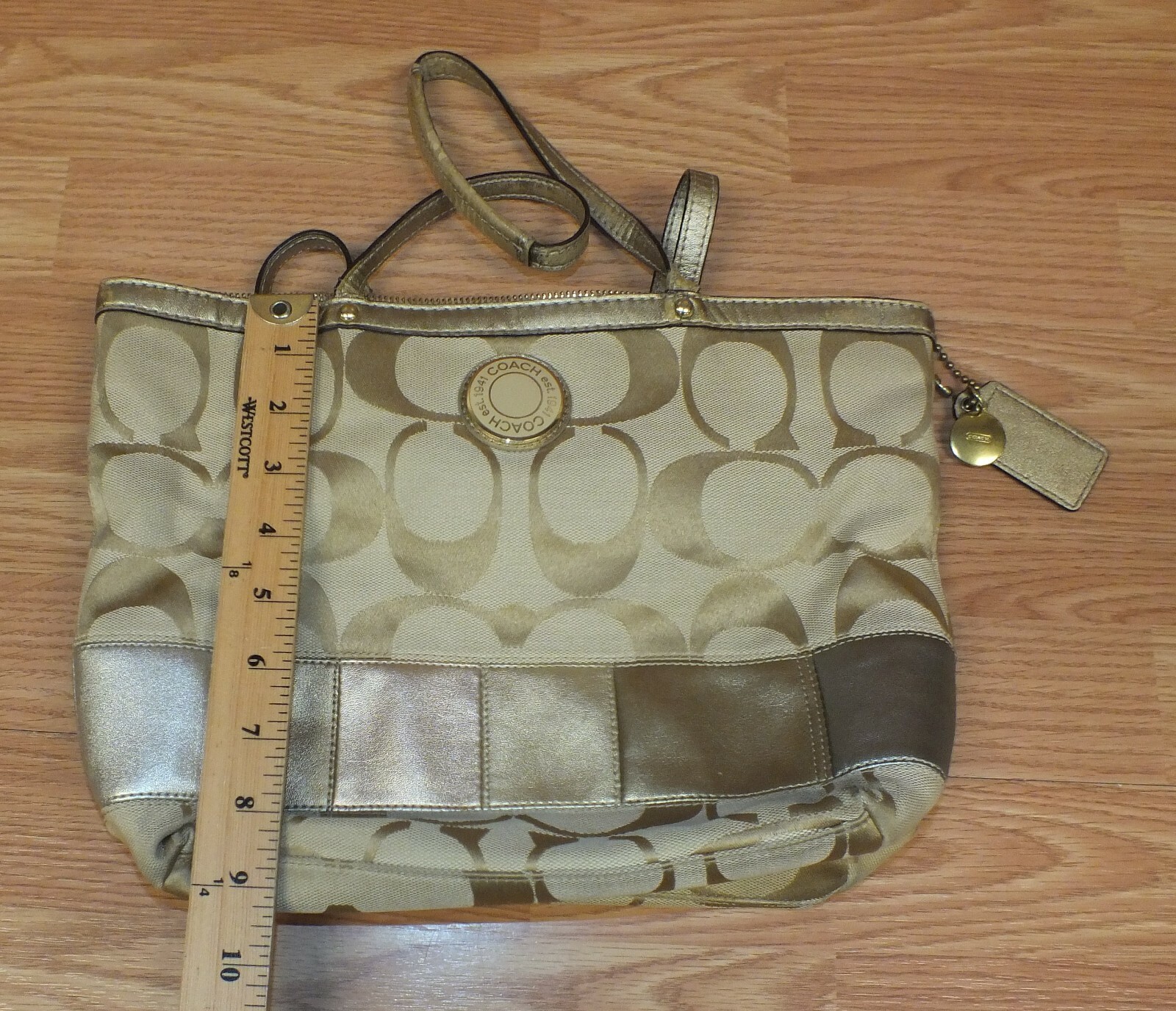 Coach (A1293-F19200) Gold Tone Trim / Beige Women's Purse & Matching ...
