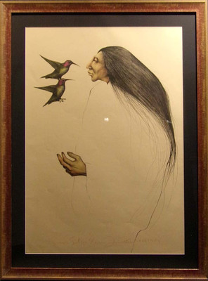 Frank Howell Two Sisters Art w/custom frame Hand Signed hummingbird | eBay
