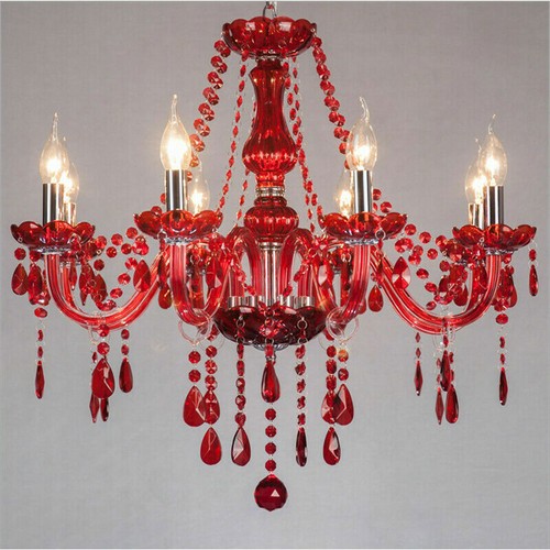 Red Crystal Bedroom Lighting Chandelier Living Room Pendant Light ...