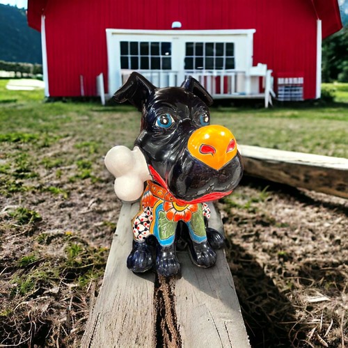 Talavera Dog with Bone | Handpainted Ceramic Canine Decor (Extra Large ...