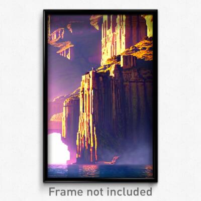 Pixel Art Poster - Ancient Cliff (8 Bit Psychedelic Trippy Video Game ...