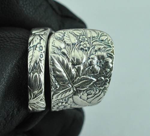 Solid 925 Sterling Silver Heavy Rose Floral Flower Adjustable Spoon ...