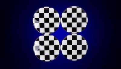 Set of 4 Wheel Center Caps HUB CAP CHECKERED FLAG For Mini Cooper 55mm ...