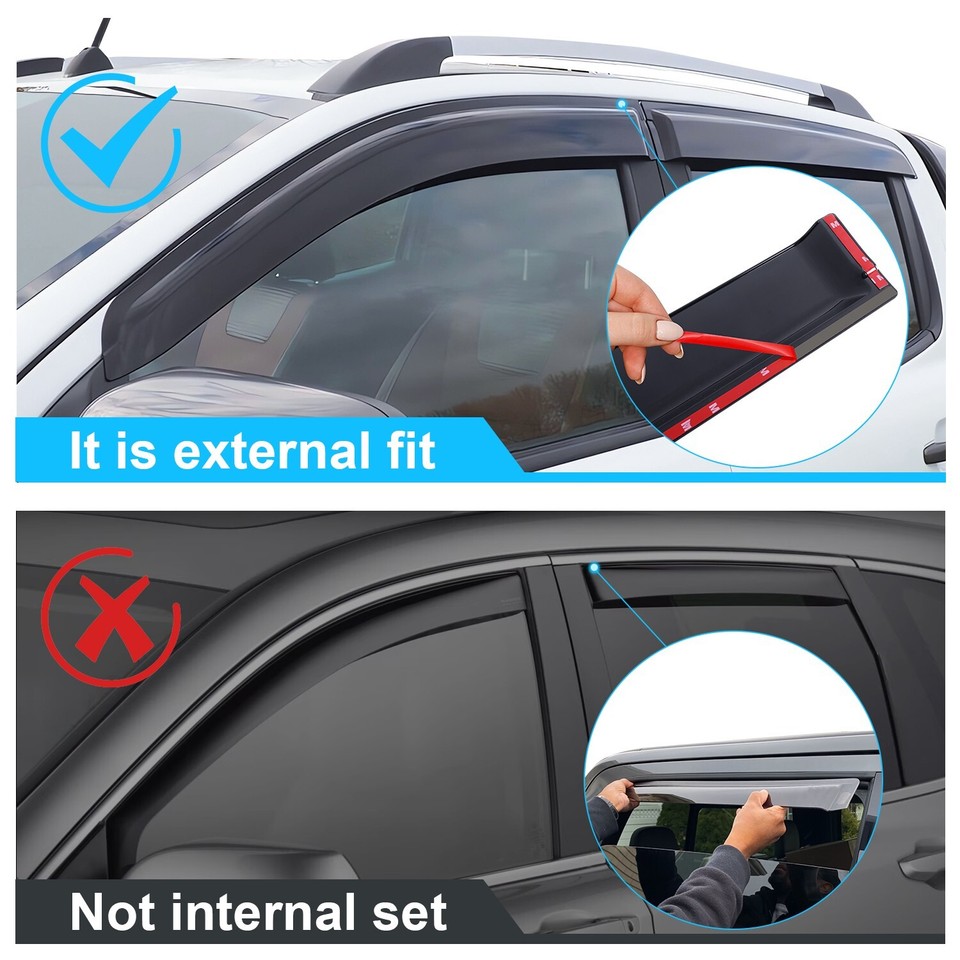 Wind Deflectors Rain Guards Accessories for Ford Ranger T6 2012-2022 ...