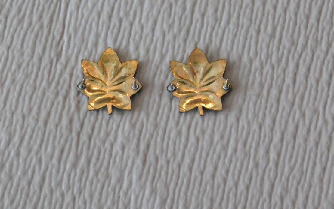 Vintage Army Major Rank Oak Leaf Pins, Dark Gold Tone, Set of 2 | eBay