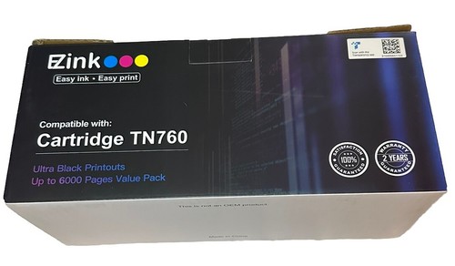 E-Z Ink TN760 2-Pack Black Ink High-Yield Tone Cartridge for Brother ...