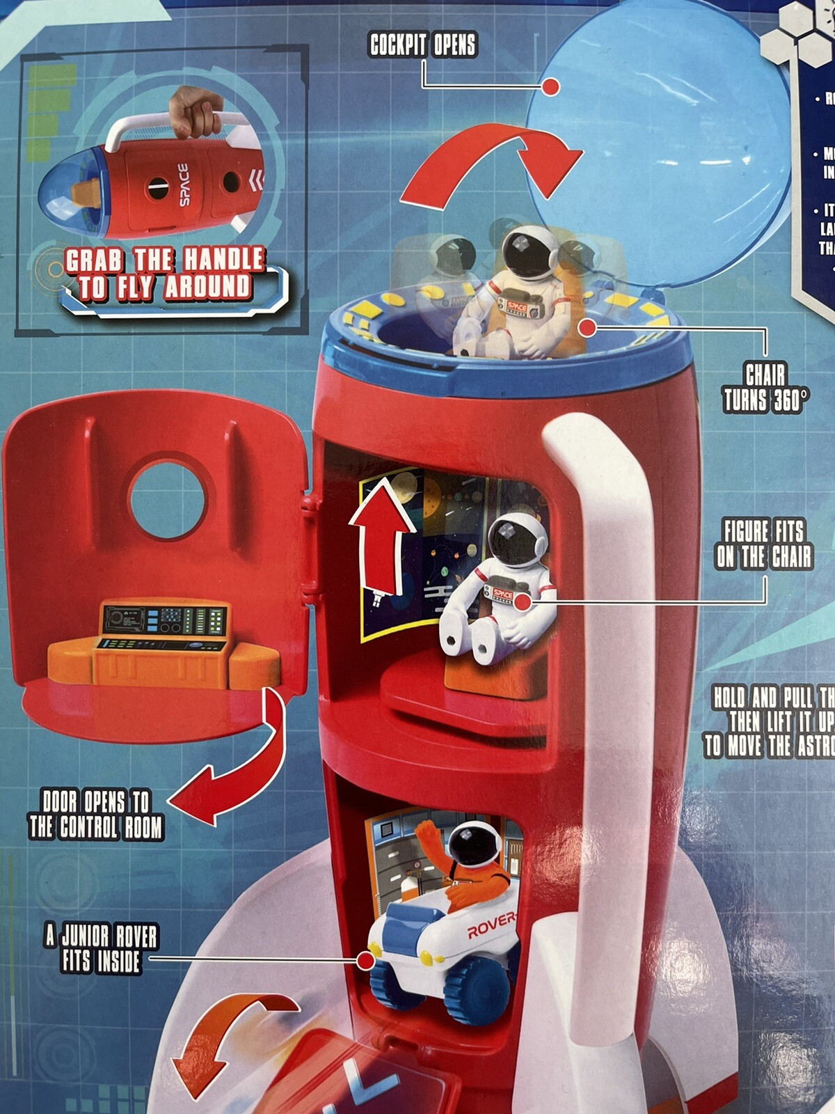 Astro Venture Spaceship Space Rocket Toy Play Set w 2 Astronauts ...