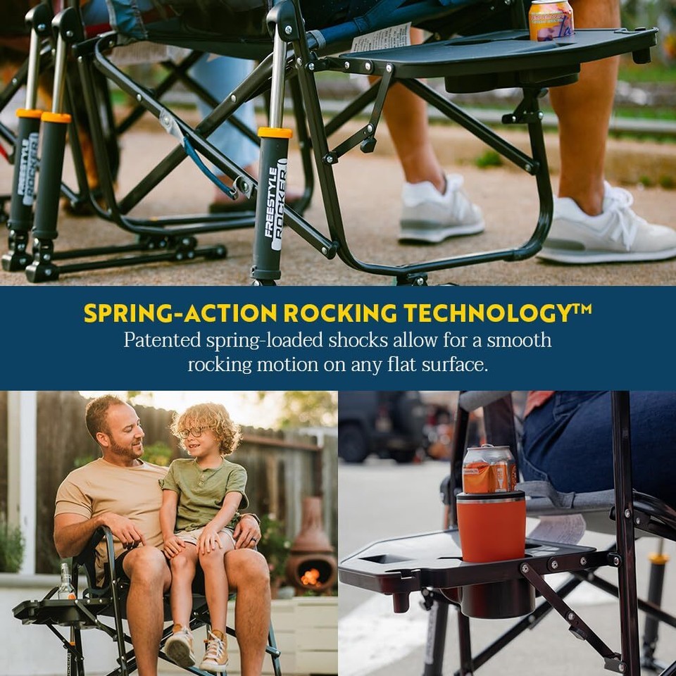 GCI Outdoor Freestyle Rocker with Side Table Portable Folding Chair ...