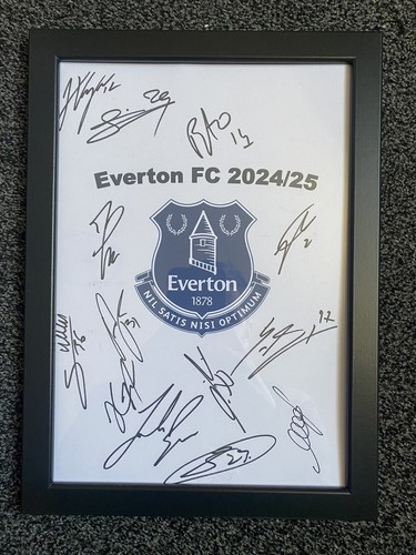Everton Football Club FC 2024/25 Season Hand Signed Framed A4 Autograph ...