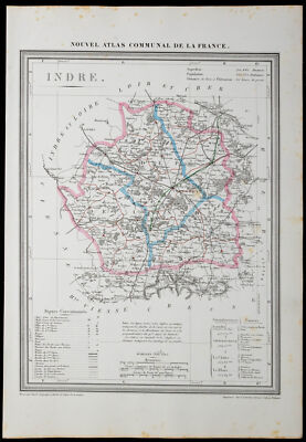 1854 - Indre Department - Authentic Map And Communal Map | eBay