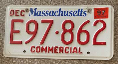 Massachusetts 1997 COMMERCIAL License Plate E97-862 | eBay