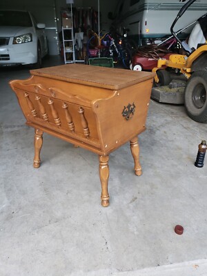 Vintage Dough Box Accent Side End Table With Magazine Rack Mid Century ...