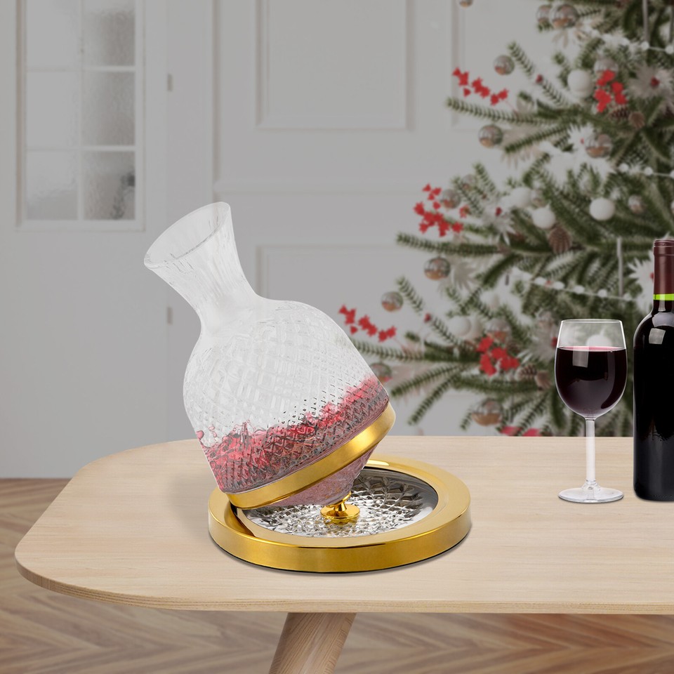 Red Wine Decanter Set 360 Rotation Thickened Bottle Body+Stainless ...