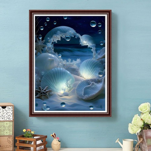 5D DIY Full Round Drill Diamond Painting Beach Shell Kit Art Home Decor ...