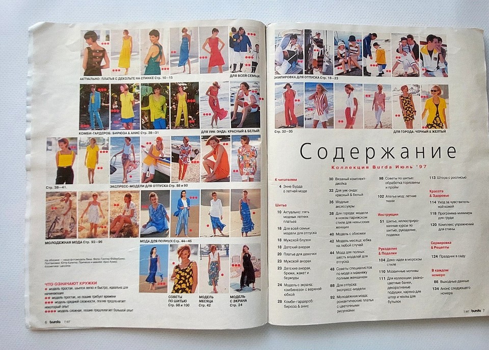 Burda 7/ 1997 vintage magazine Russian language Sewing patterns | eBay