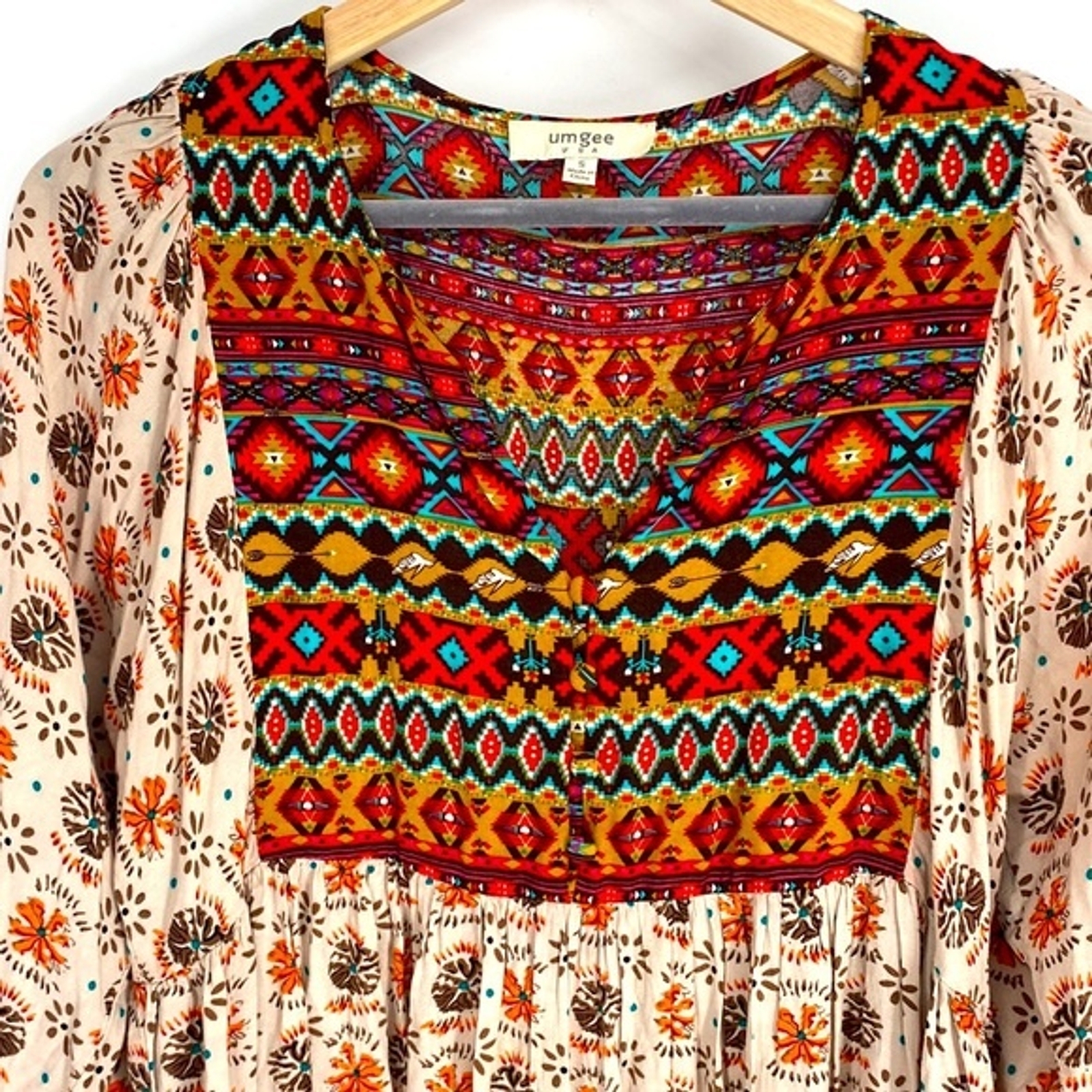 Umgee Boho Aztec Peasant Free Spirit Festival Tunic M… - Gem
