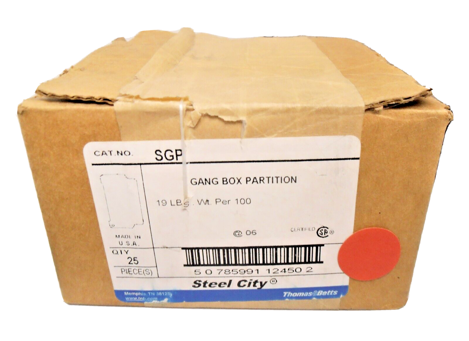 25 Pc Steel City SGP High Low-Voltage Partition For 1-5/8" Deep Gang ...