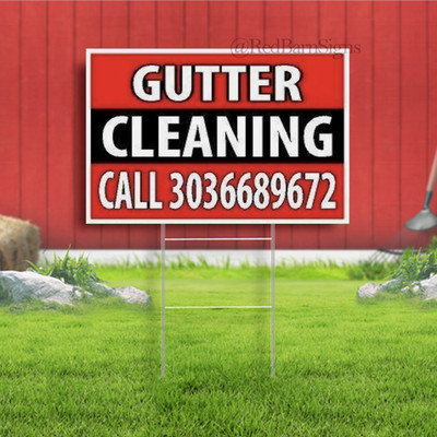 GUTTER CLEANING Indoor Outdoor Yard Sign with metal stakes | eBay