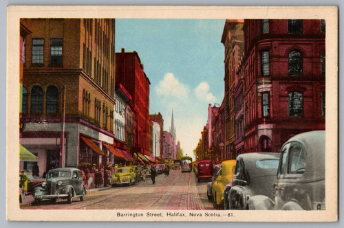 Barrington Street 1940s Streetcar Cars Postcard Nova Scotia NS | eBay