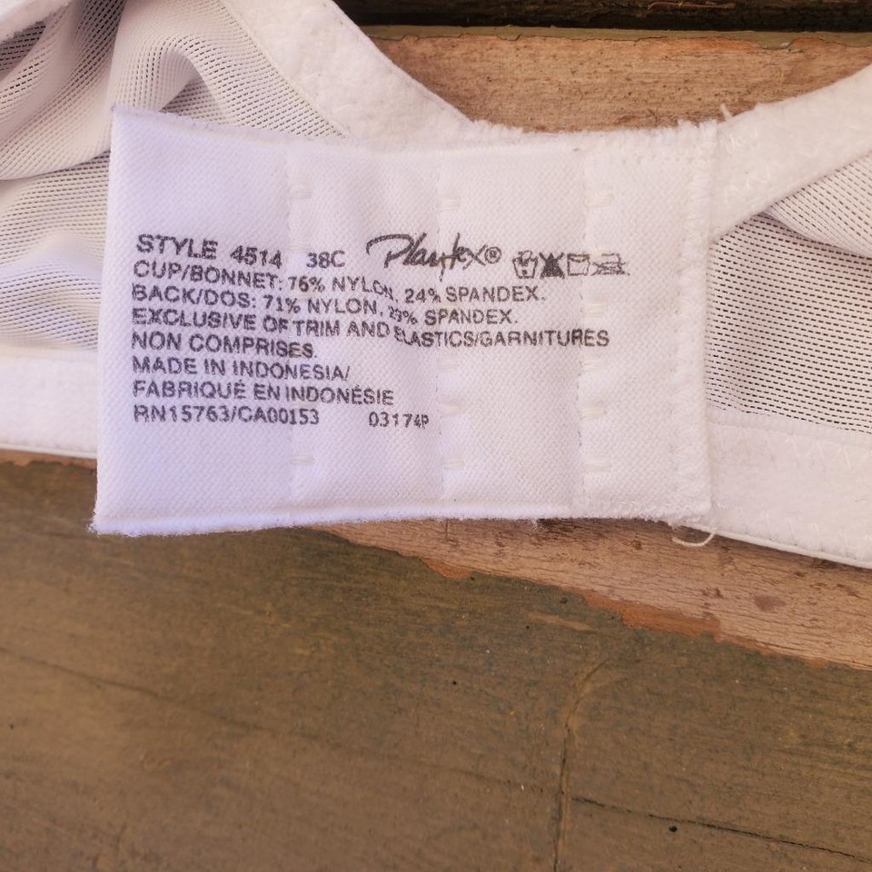 38C Playtex Secrets 4514 Love My Curves Lightly Lined White Lace ...