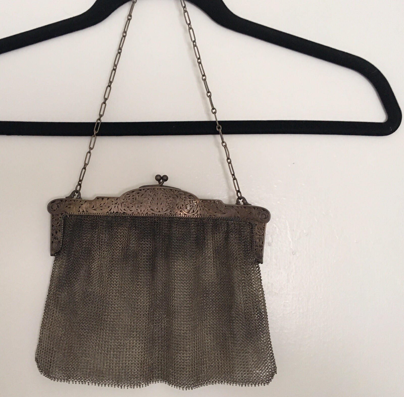 Antique Vintage 925 Sterling Silver Hinged Frame Mesh Purse Special ...