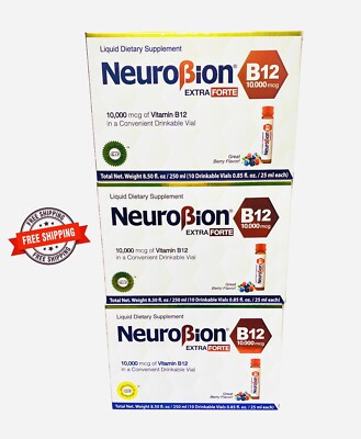 Neurobion B12 Extra Forte 10,000 Mcg Vitamin B12 Drinkable Vial 3 PACK ...