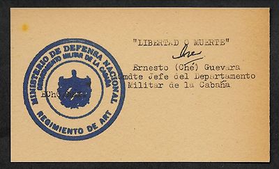 Che Guevara Cuba Autograph Reprint On Genuine Original Period 1959 3X5 ...