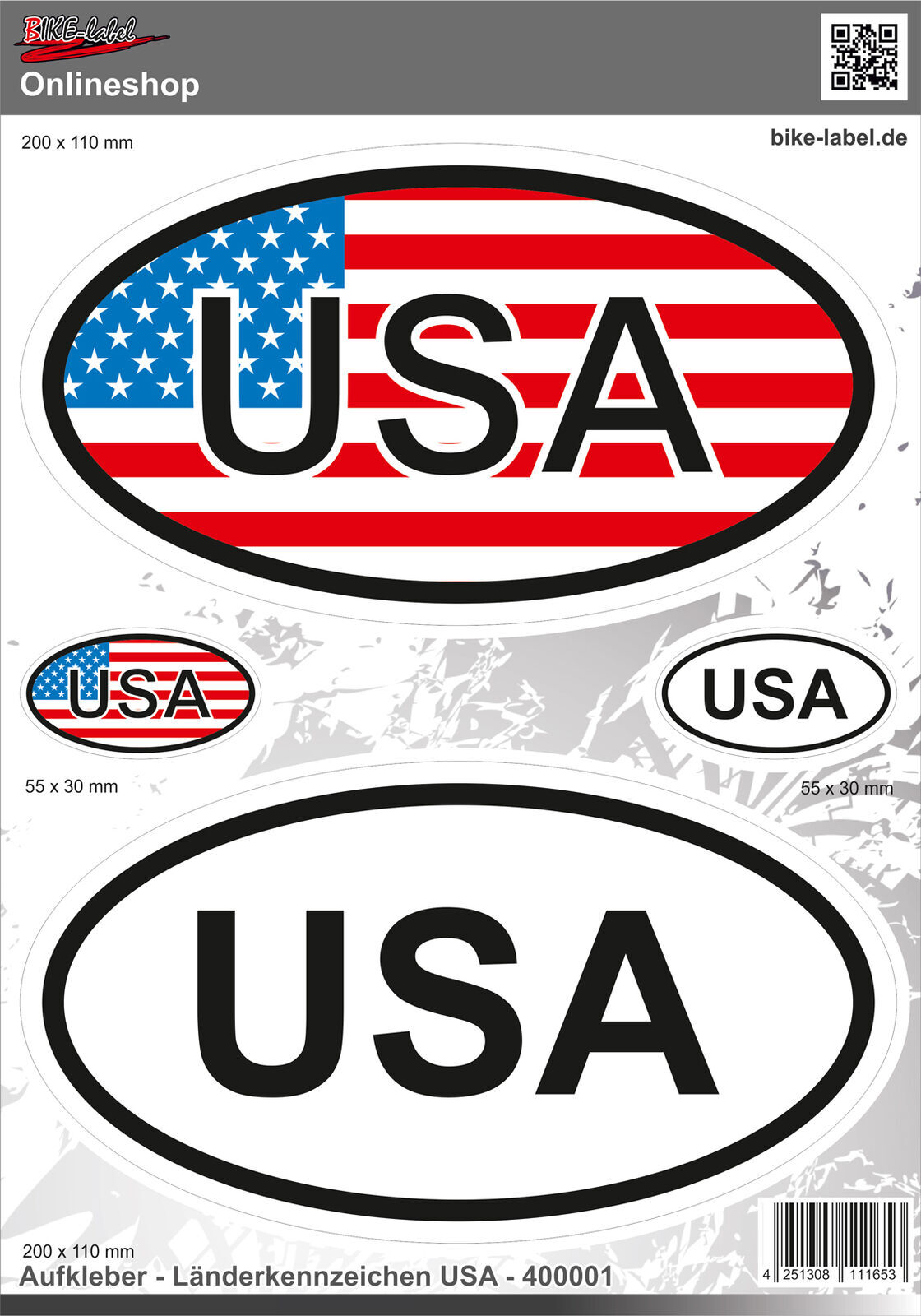 Country code USA 400001 sticker car motorcycle door camper sticker | eBay