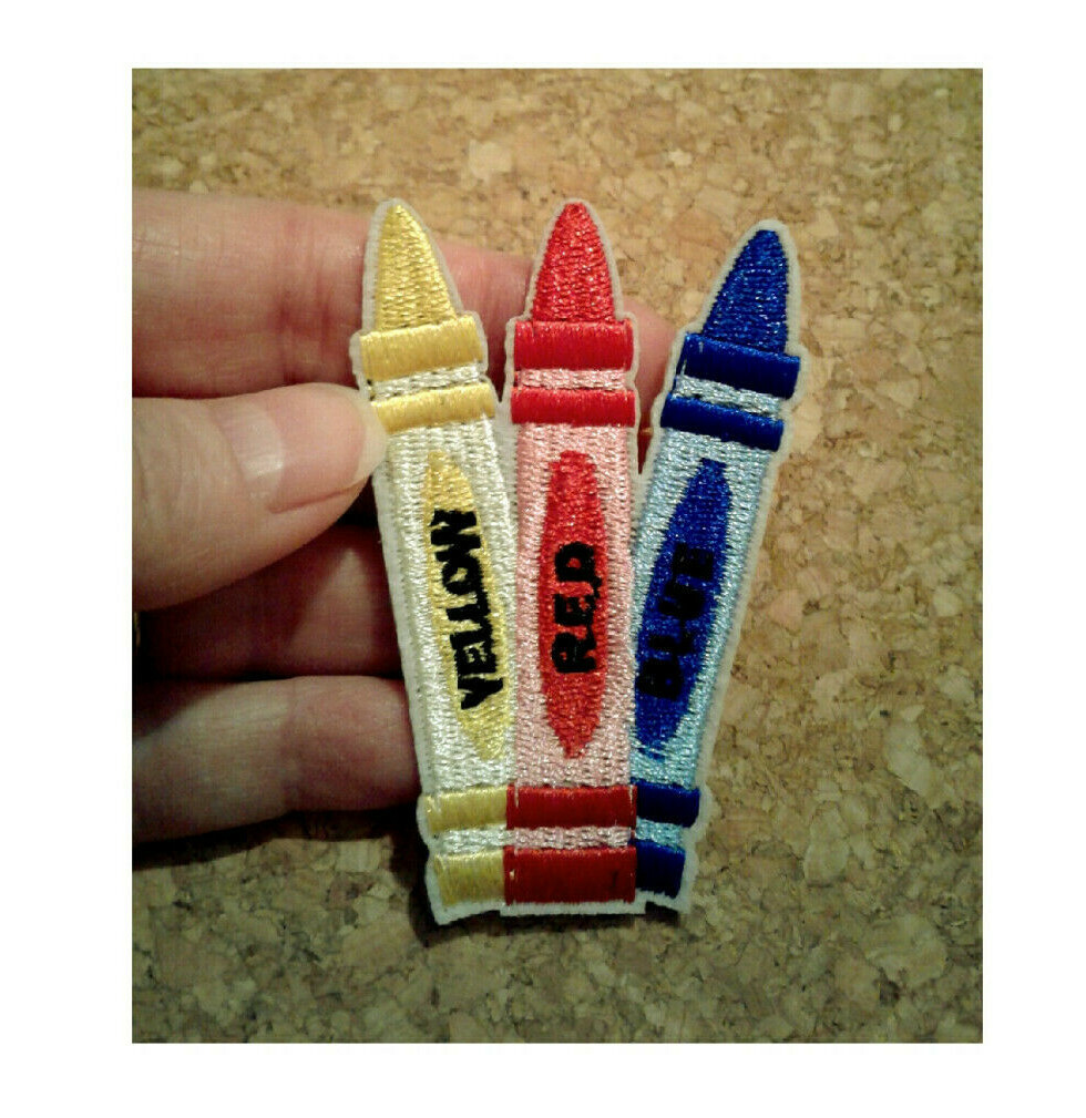 Crayon Iron On Patch - School - PreSchool - Kindergarten - Embroidered ...