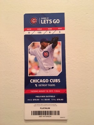 2015 Chicago CUBS Season Ticket Stub August 18, 2015 - Kyle SCHWARBER ...