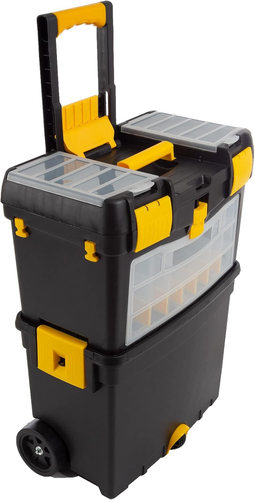 Rolling Tool Box with Wheels, Foldable Comfort Handle, and Removable ...