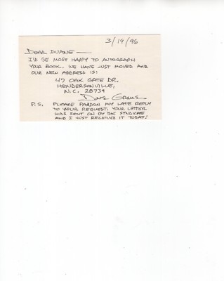 DAVE GRAUE HAND WRITTEN+SIGNED 3x5 CARD+COA ALLEY OOP CARTOONIST | eBay