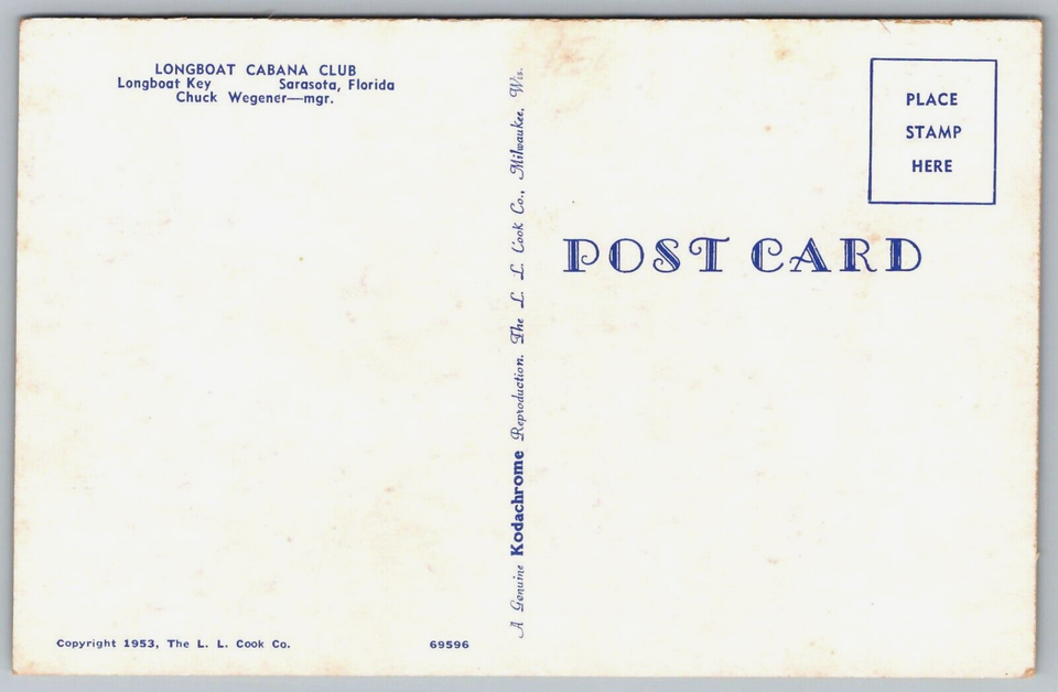 Vintage Postcard - Longboat Cabana Club - Longboat key - Sarasota ...