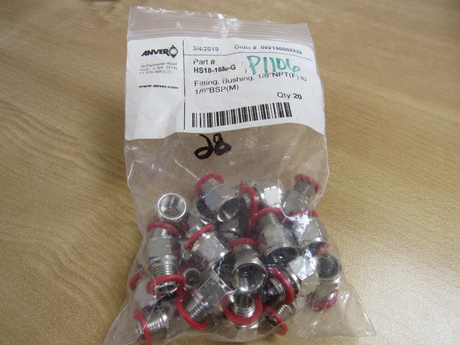 28 Anver HS18-18M-G 1/8-27 NPT F to 1/8 28 BSP M Gauge Sensor Adapter ...