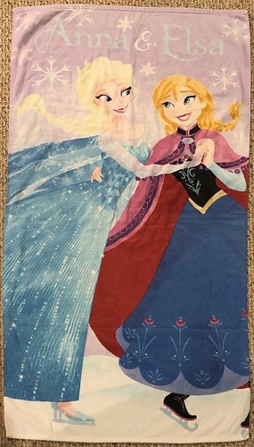 Disney Frozen BEACH TOWEL 28"x58" RARE ANNA ELSA Lavender Pink ...