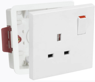 1 Gang Single Switch Wall Socket + Dry lining plasterboard Box 13a One ...