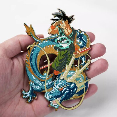 4.8" Anime Son Goku & Shenron limited Metal Pin Badge Rare Collectible ...