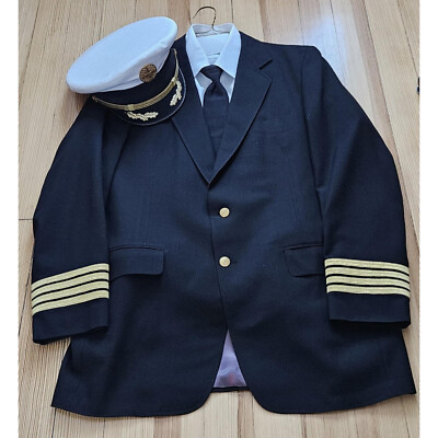 Vintage 1989 Pan Am Captain Men Pilot Ensemble Uniform, Shirt, Tie, Hat ...