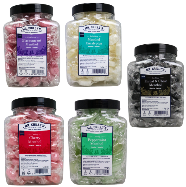 Mr. Crilly's Menthol Hard Candy - 1.5kg Bulk Jar - Throat & Cough ...