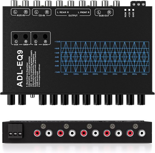 9 Band Car Audio Equalizer, Car Graphic Equalizer EQ W/Front Rear +Sub ...