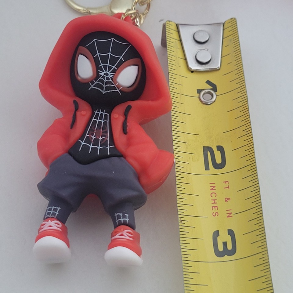 Miles Morales Spider-Man Red Hoodie Keychain Rubber Key Chain Fob ...