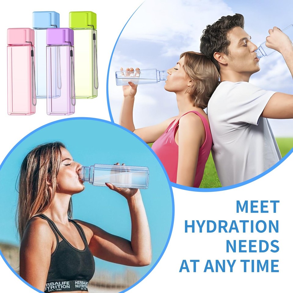 24Pcs Water Bottles Bulk 17 Oz Reusable Plastic Water Bottle Spill ...