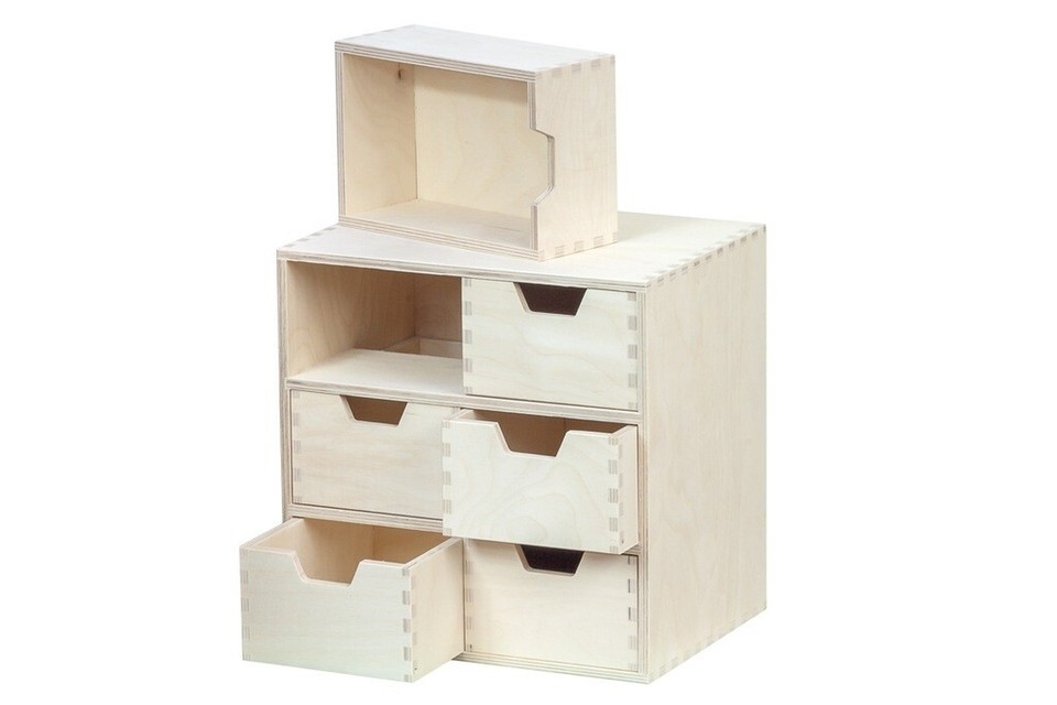 Wooden Drawer - Box Desktop Office Desk Storage Decoupage Unpainted 11 ...